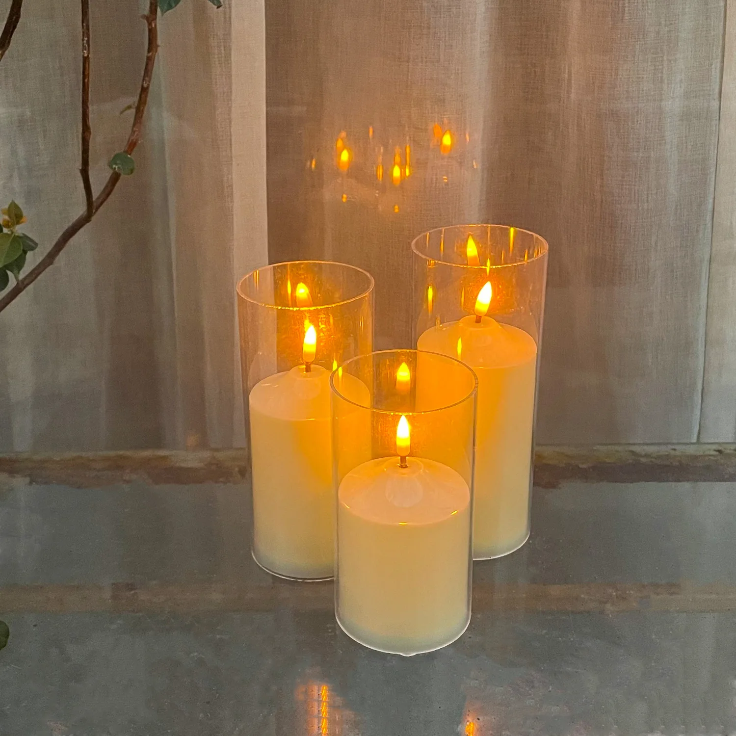 Simulated Led Flickering Candles 2024 High Transparent Acrylic Cup ...
