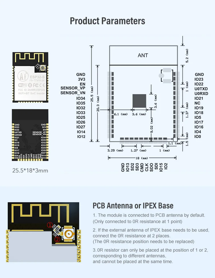 Ai-thinker Iot 장치 모듈 Esp32 Ic 칩 Wifi 블루투스 Ble 비콘 모듈 Esp32-s Arduino - Buy Iot 장치 Ic 칩 Ble 비콘 ...