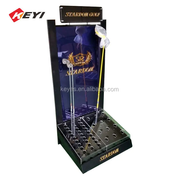 Custom Pop Metal Retail Display Stand Floor Golf Club Black Display ...