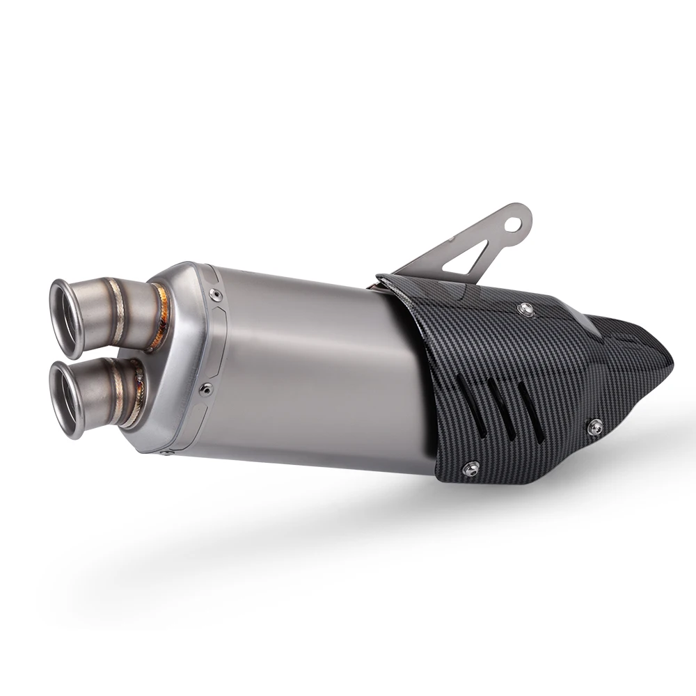 Universal Motorcycle Double Outlet Hole Exhaust Stainless Steel ...