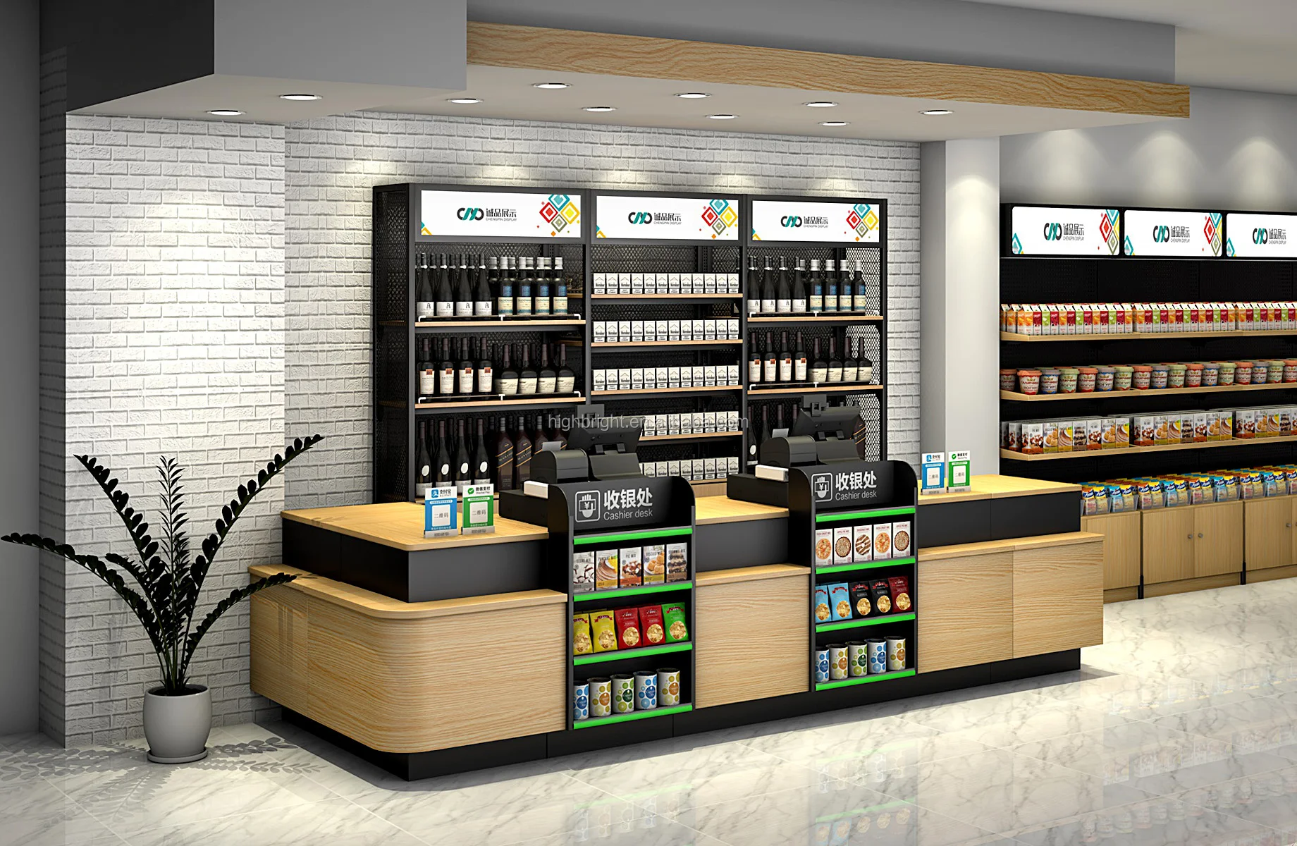 Modern Style Factory Direct Sale Wooden Checkstand Cashier Counters ...