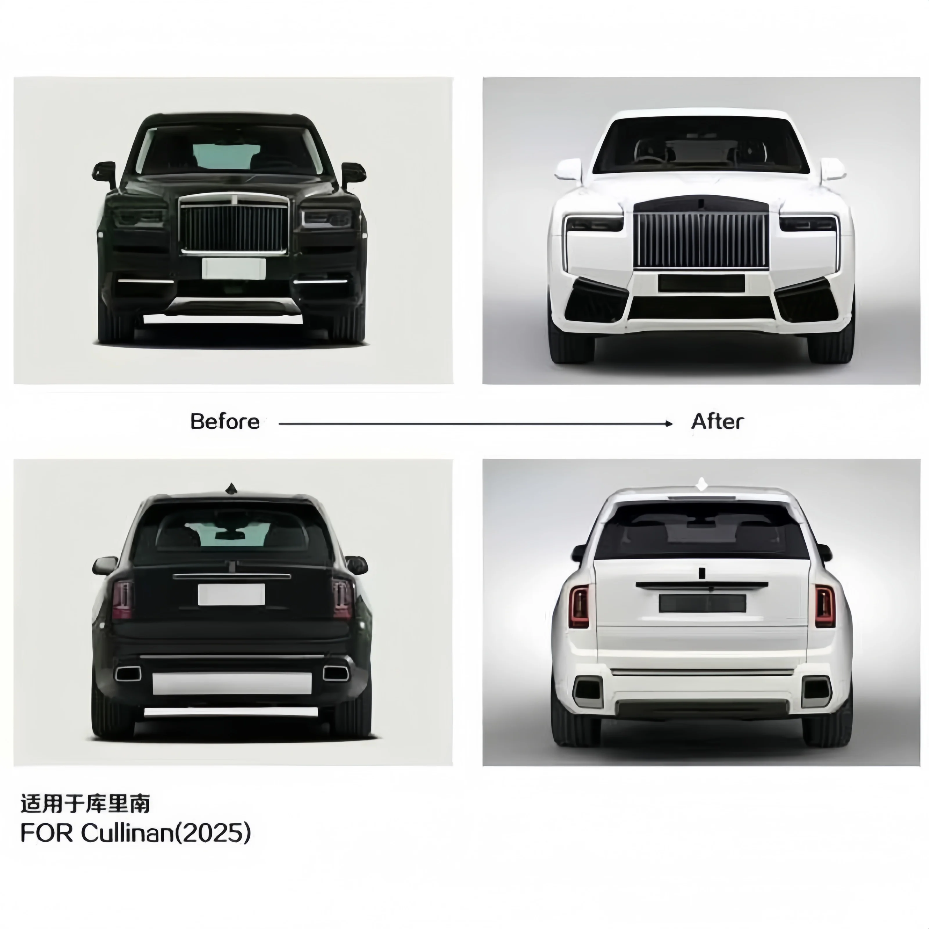 Rolls Royce Cullinan Body Kit 2019 Upgrade 2025 - Bumper & LED Headlights