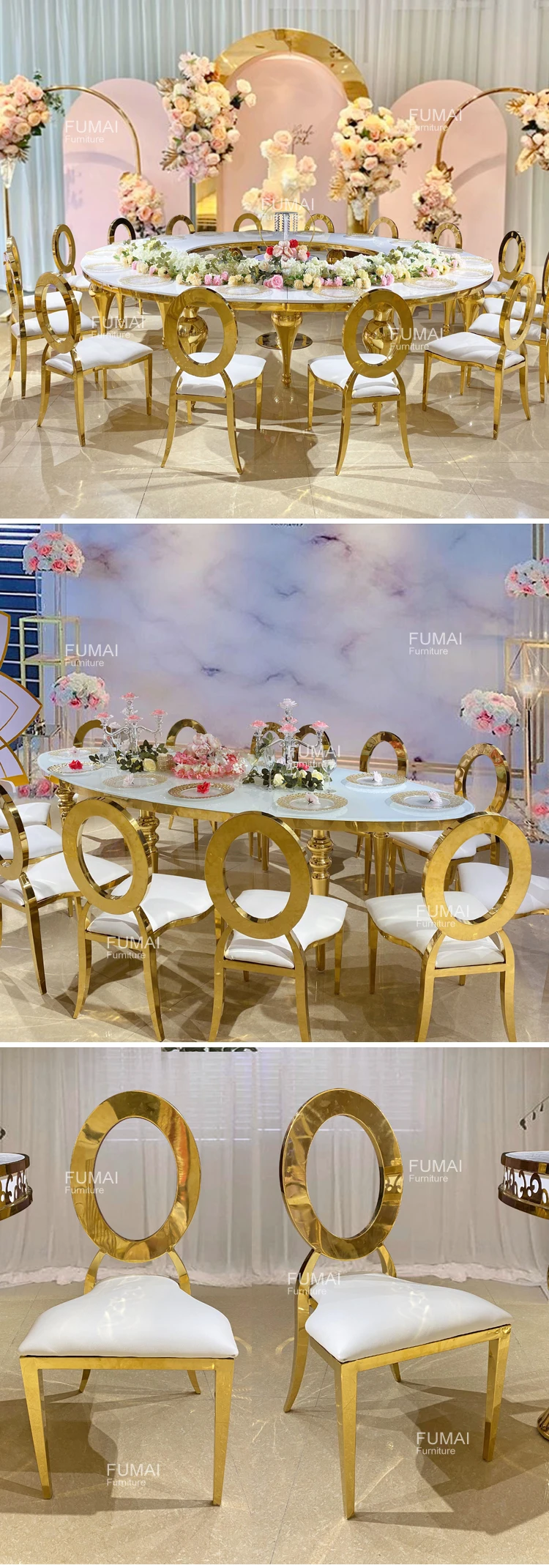Golden Round Back Stainless Steel Dining Wedding Chairs - Buy Golden ...