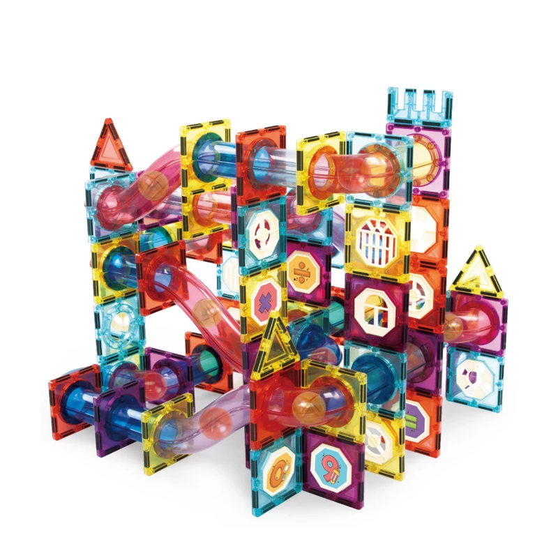 Plastic Maze Game DIY Marble Run Slide Track Magnetic Tiles Kit Kids ...
