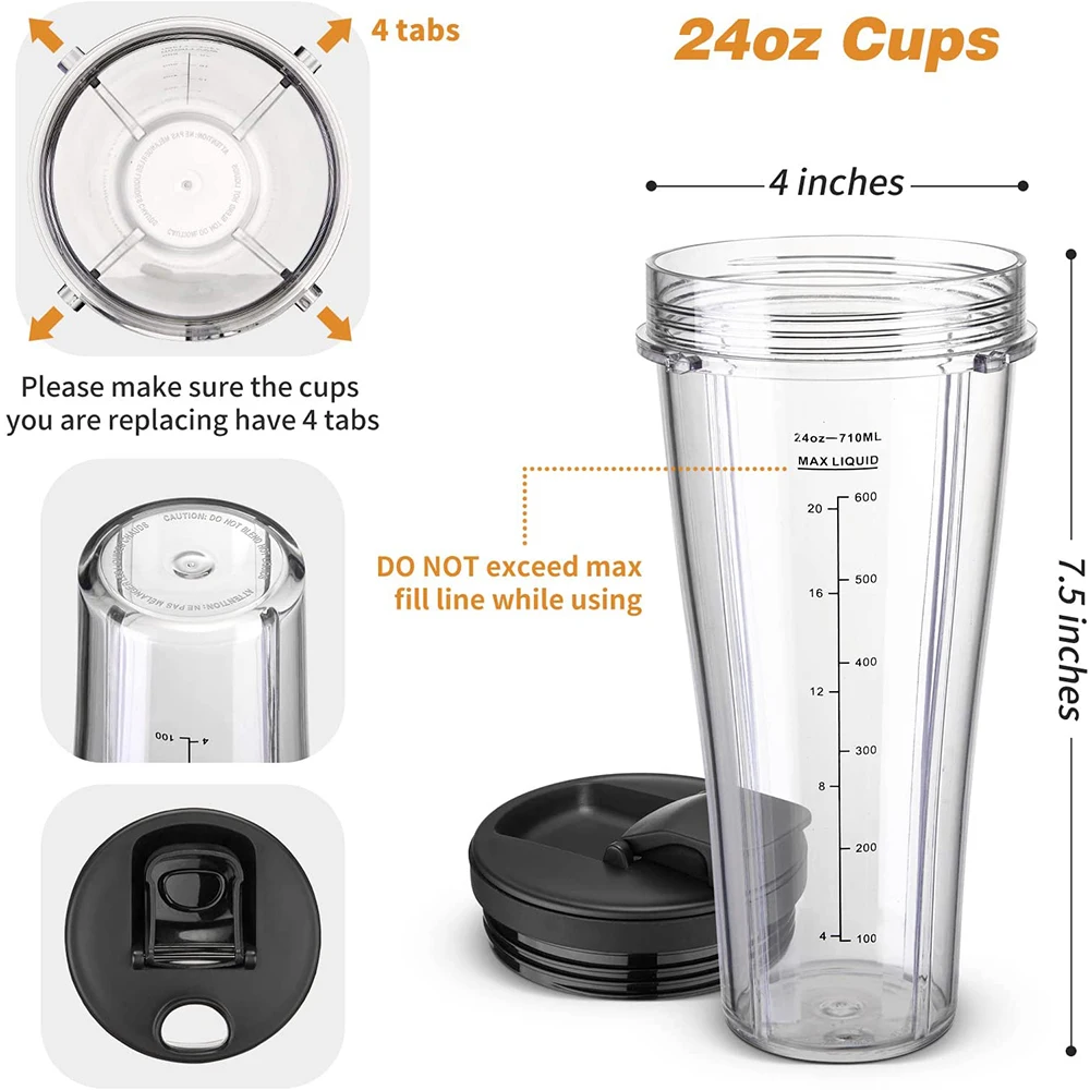 Blender Replacement Parts for Ninja SS101 24 Oz. Cups