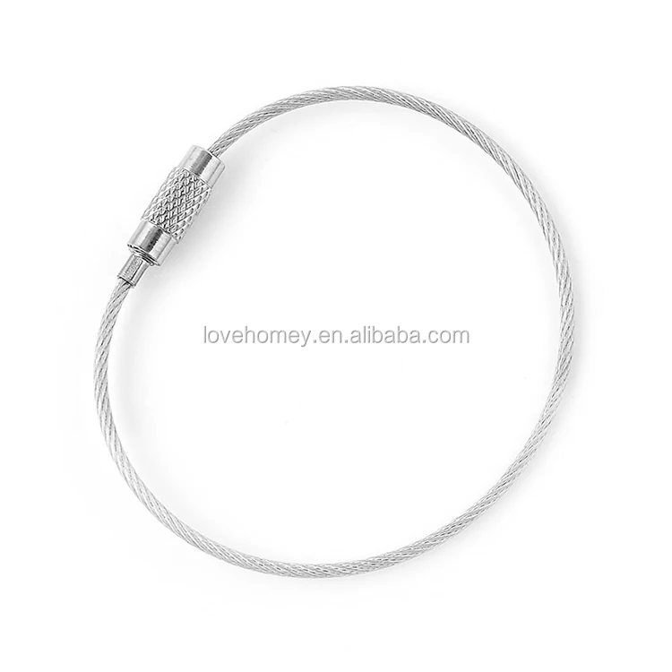 Screw Locking Stainless Steel Wire Holder Loops Key Chain Cable Rope ...