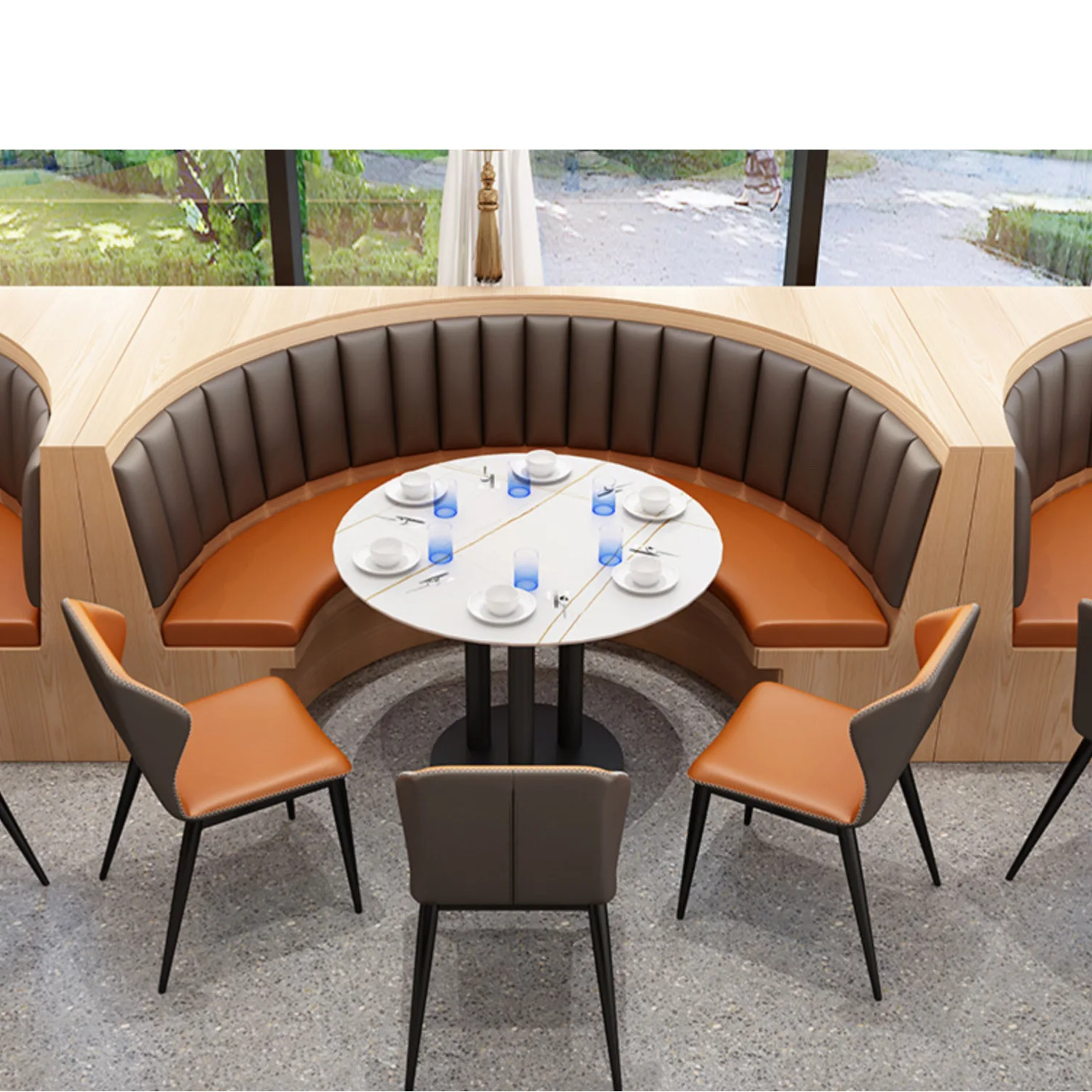 Half Round Restaurant Booths With Dining Tables And Chairs Set Used ...