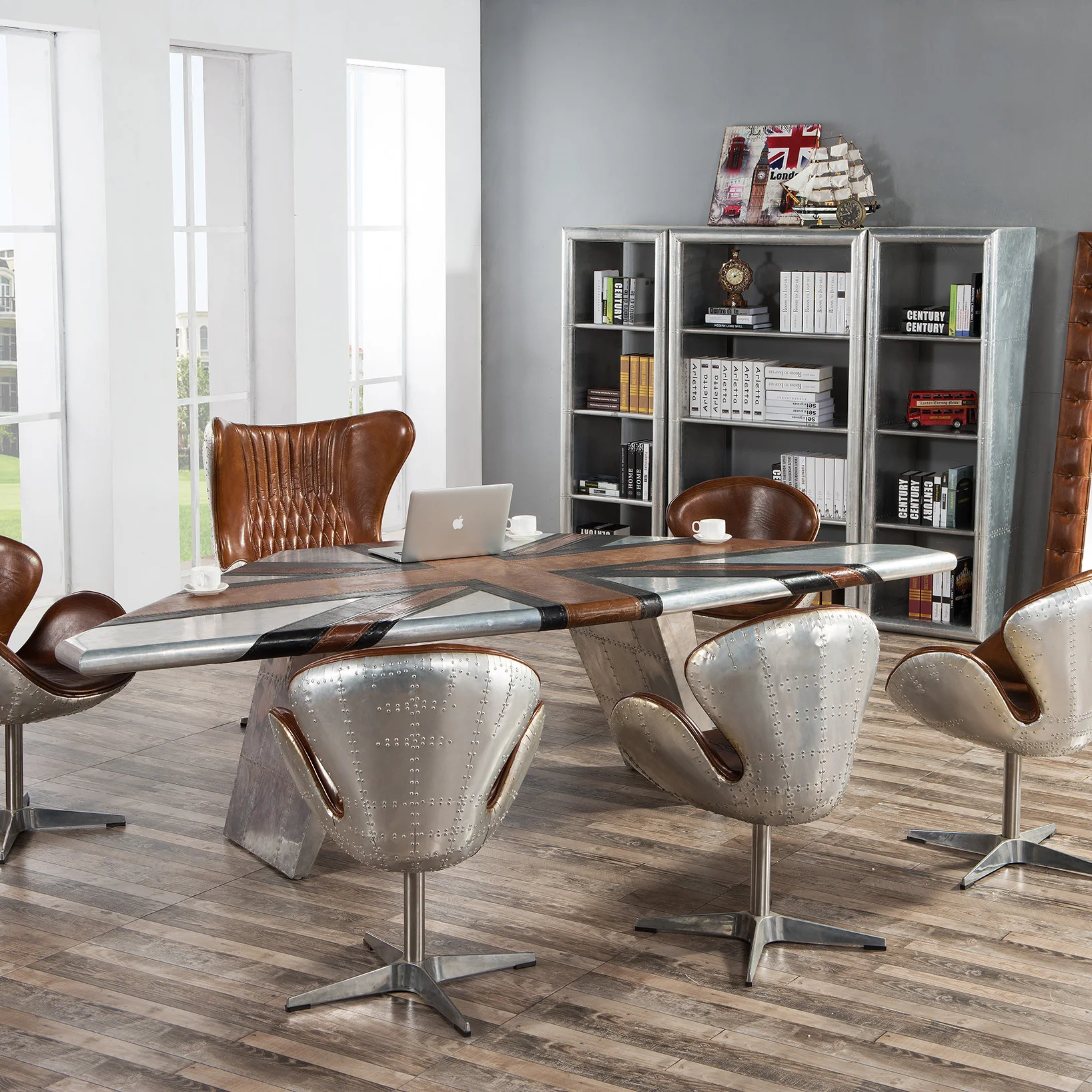 Aviation Retro Aluminum Office Airplane Table Aluminum Table And Chair ...