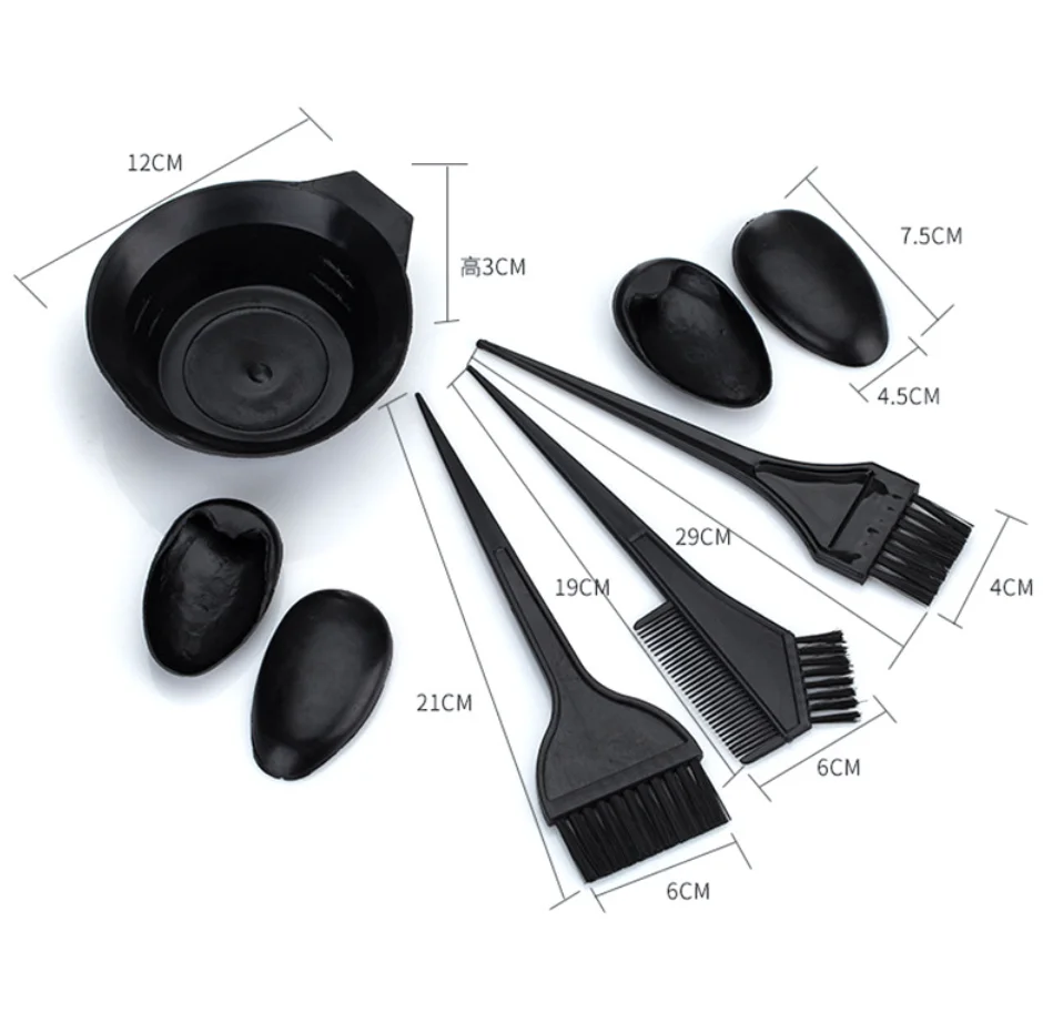 5 Pcs/set Black Hair Dye Set Kit Hairdressing Brushes Bowl Combo Salon ...