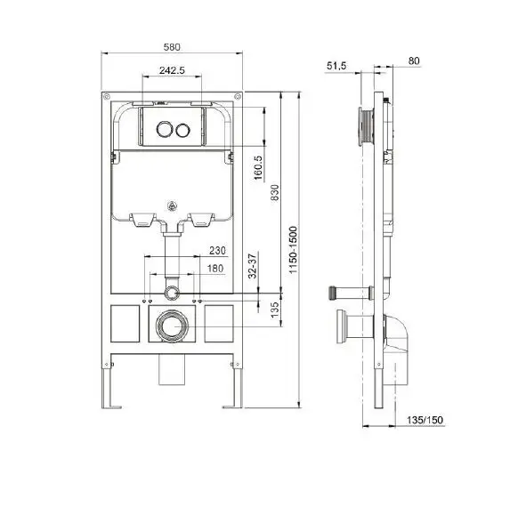 Wall Hung Hidden Bathroom Concealed Toilet Water Tanks Carrier Frame ...