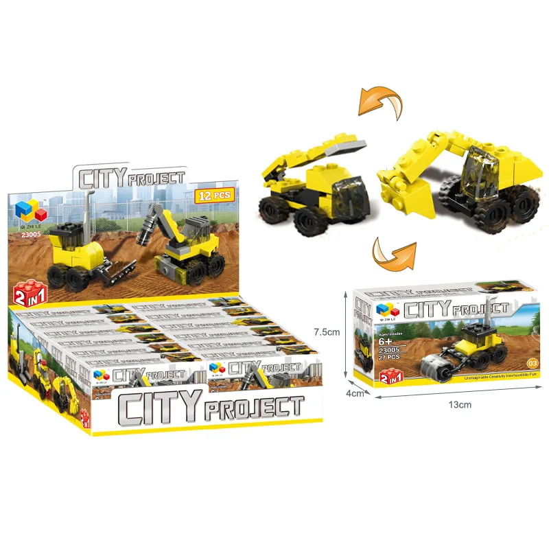 2 in 1 Educational Construction Plastic Mini Building Blocks Truck for Boys