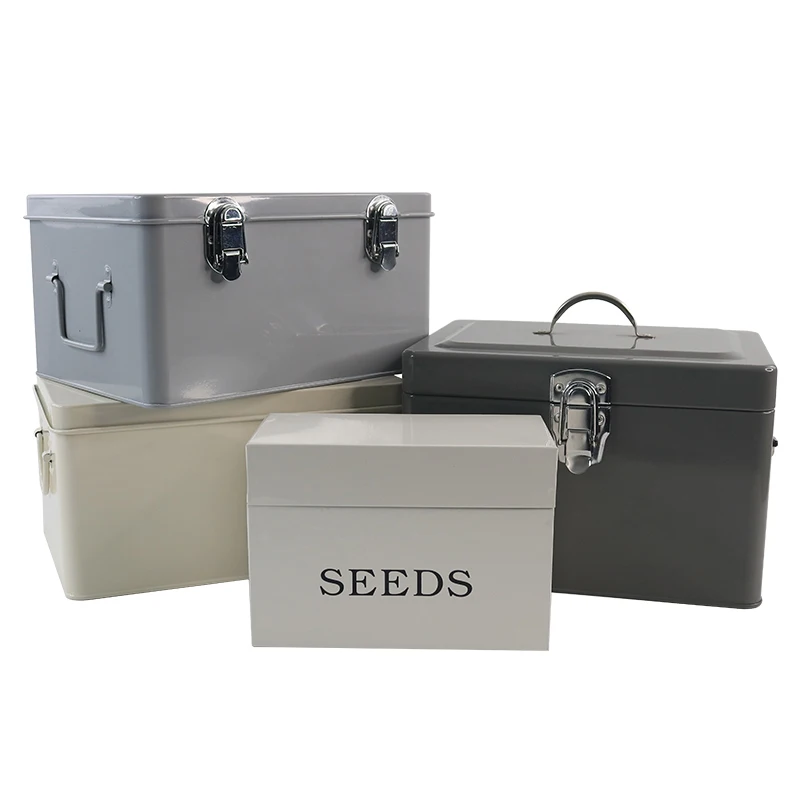 Galvanized Iron Stackable Seed Packet Tin Container Stylish Garden Hand ...