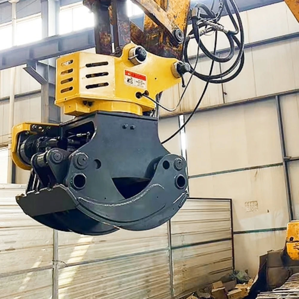 Hydraulic Excavator Rotating Log Grapple Chain Saw Wood Cutting Tree ...