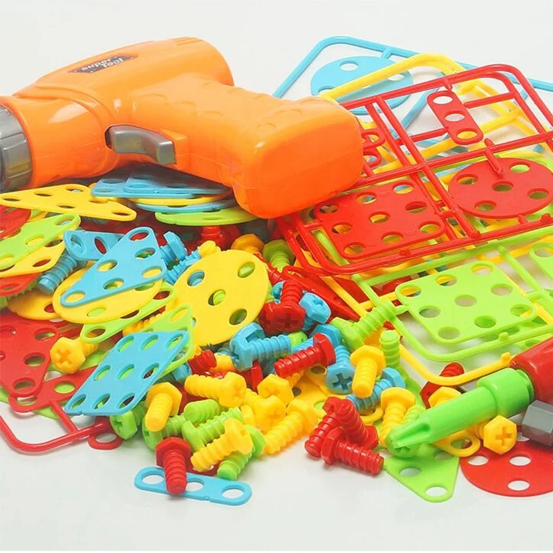 237pcs Kids Puzzle Toy Diy Electric Drill 3d Creative Mosaic Screw ...