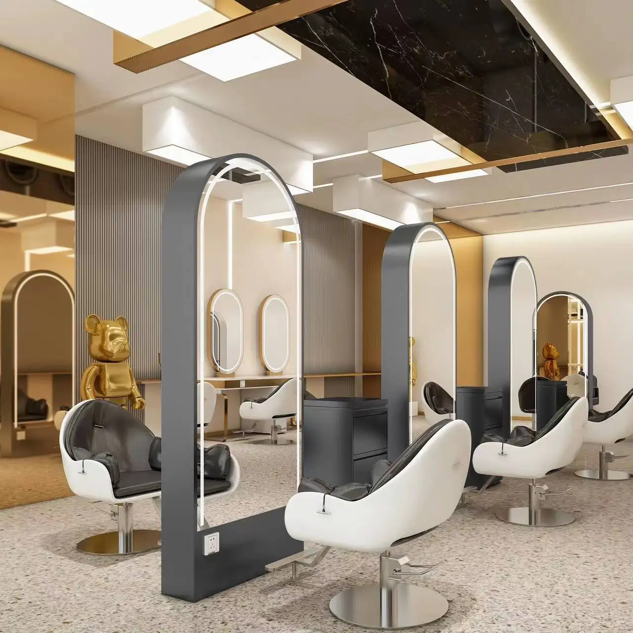 KELLY Lighted Makeup Salon Mirror Station Styling Stations