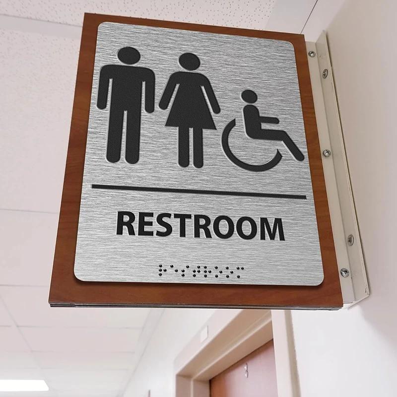 ADA Compliant Braille Bathroom Sign with Easy Installation - 6" W X 8 ...