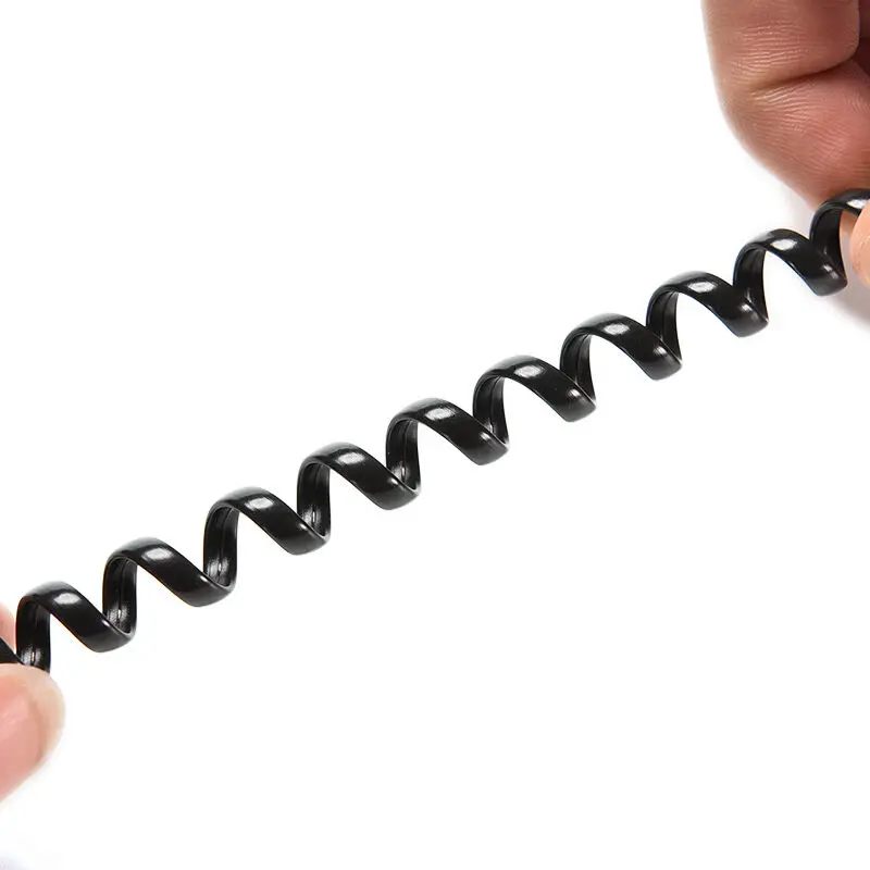 Black Color 4p4c Rj9 Rj11 Rj22 Male To Male Spiral Telephone Cable ...