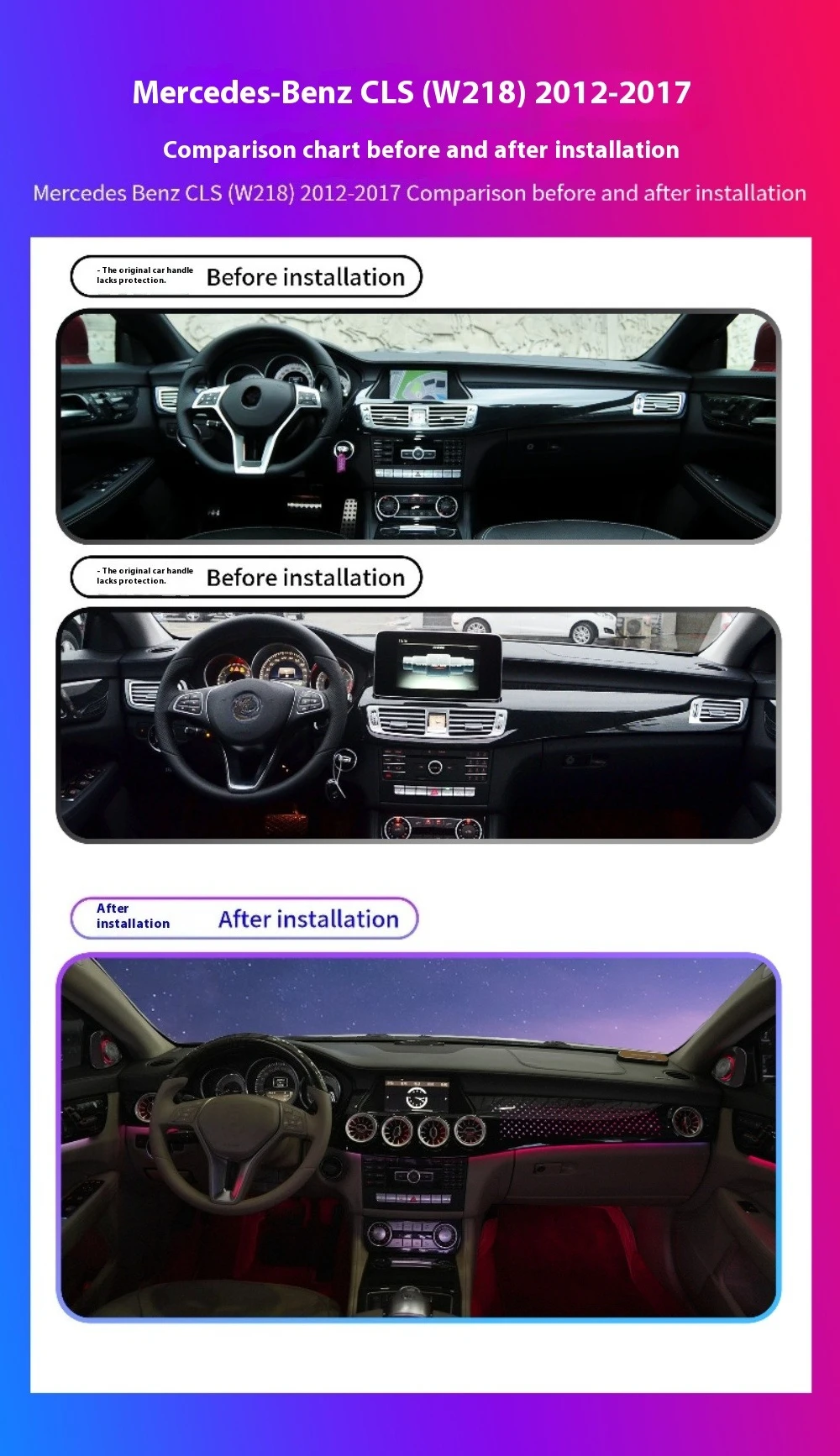 For Mercedes-Benz CLS W218 2012-2017 Dynamic Ambient Lighting Rainbow ...