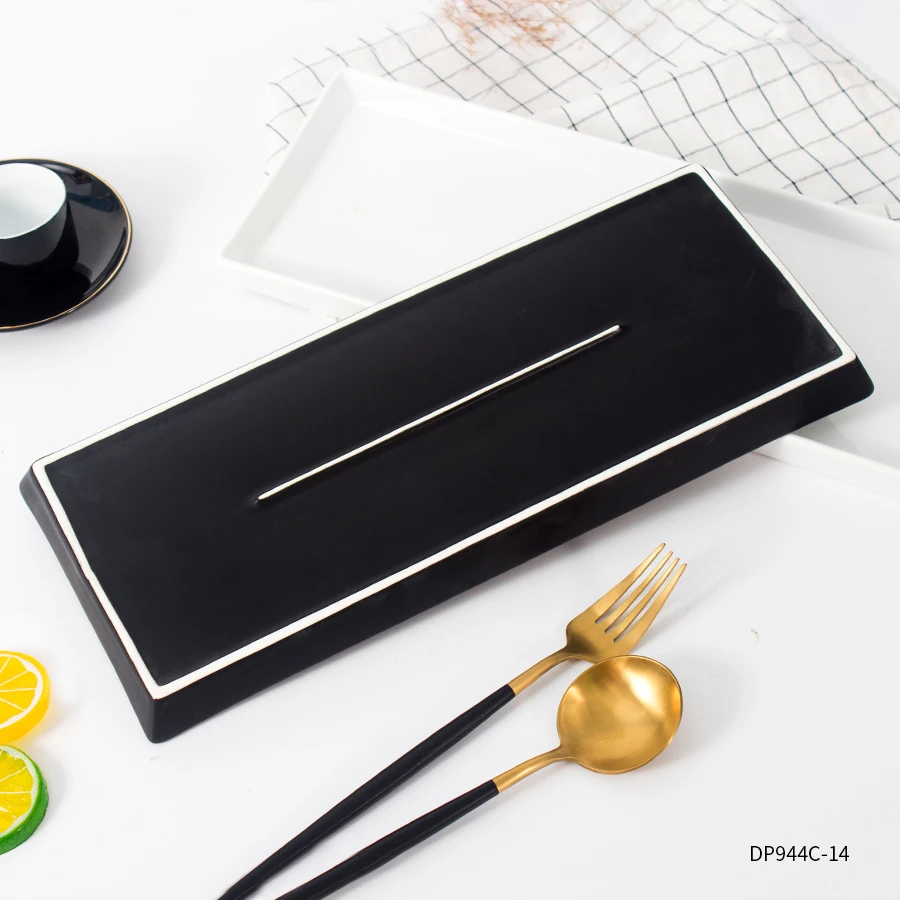 Platos de cena rectangulares largos de 13 pulgadas, platos de cerámica ...