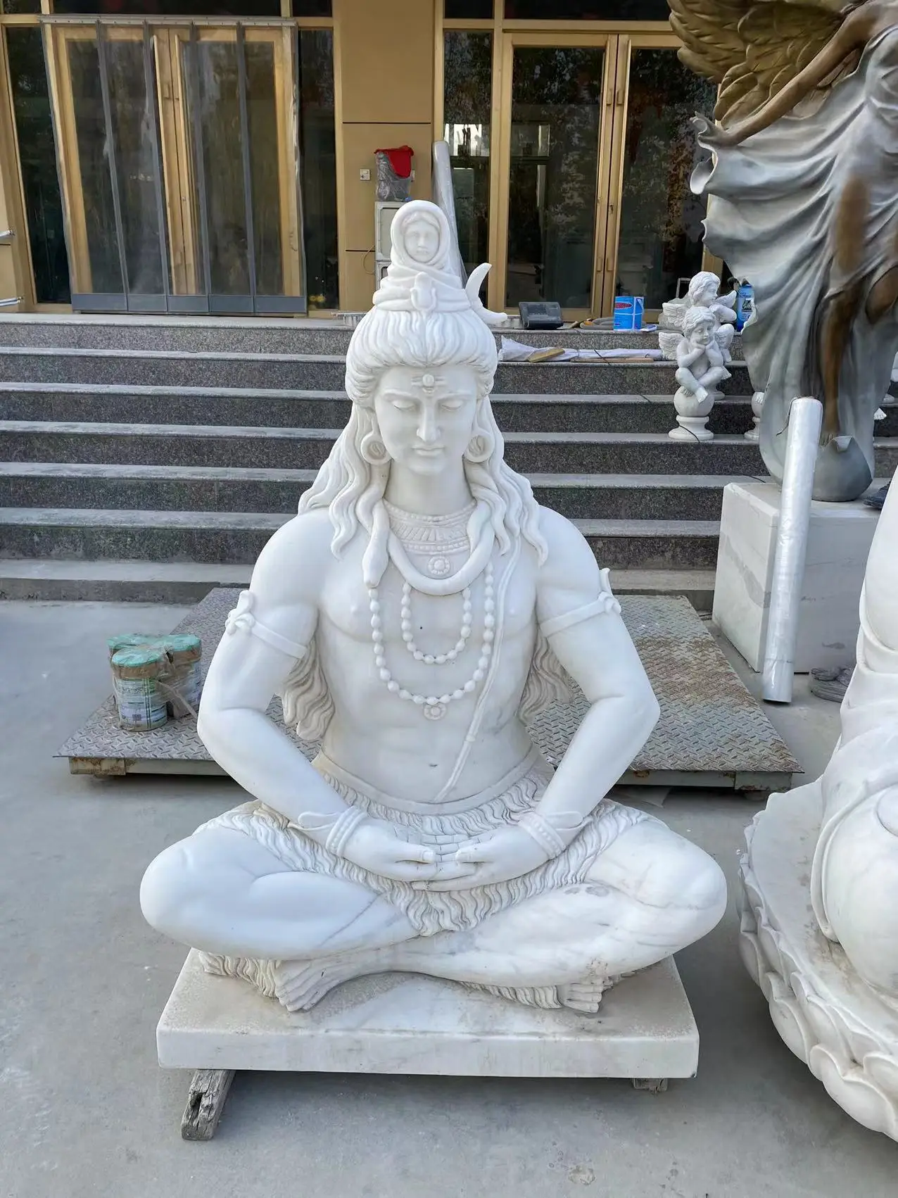 Outdoor Stone Carvings And Sculptures Garden White Marble Religious ...