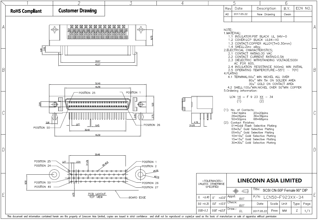 SCSI 50pin Female Connector - Reliable Electronic Solution
