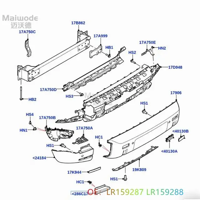 Car Exterior Accessories Rear Bumper Bracket Lr129768 Lh Lr129767 Rh ...