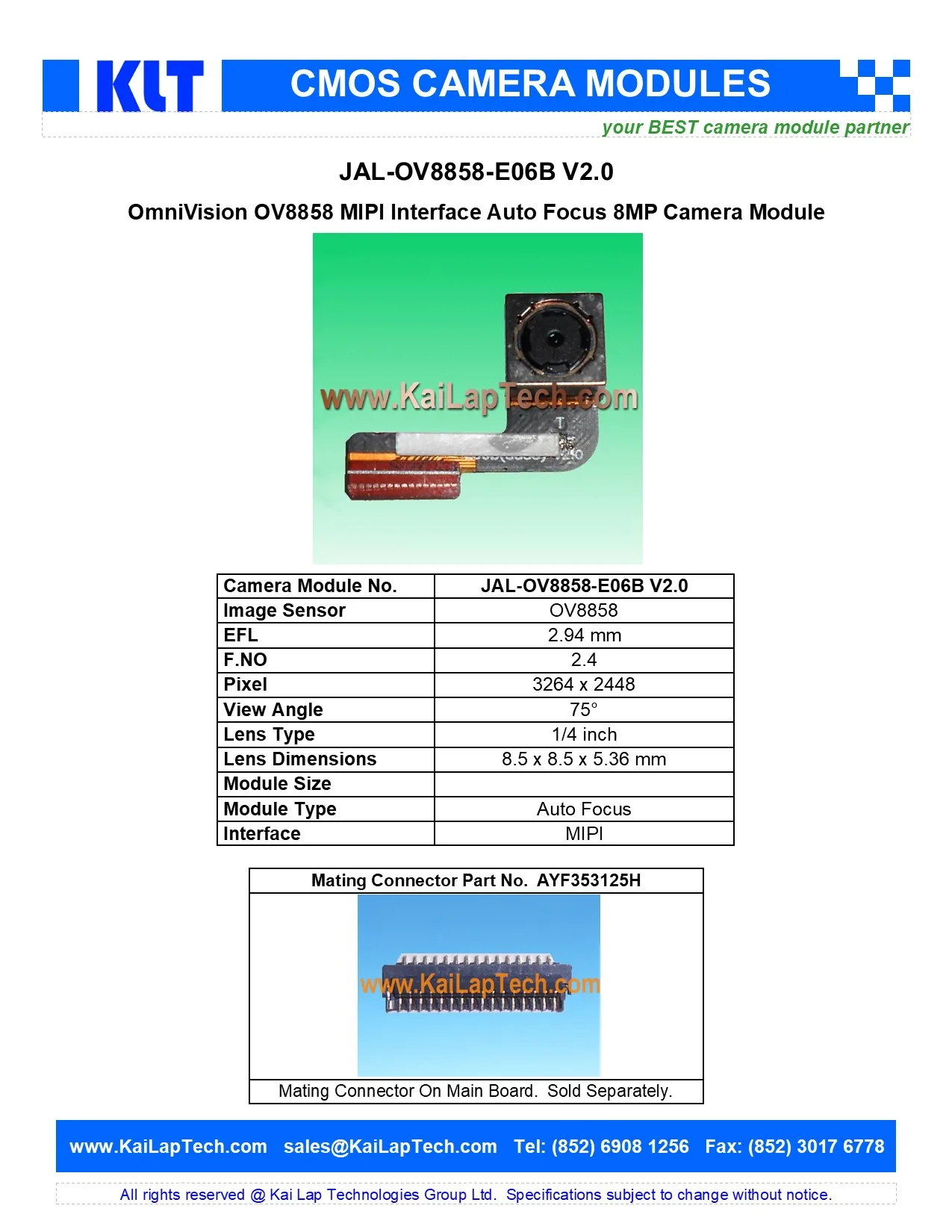 OV2281 OV2311 OV2640 OV2643 OV2655 OV2659 OV2665 OV2680 OV2685 8MP Caméra Module JAL-OV8858-E06B ...