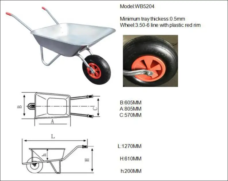 WB5204 Farm Usage Manufactured Industrial Metal Tray Pneumatic Wheel ...