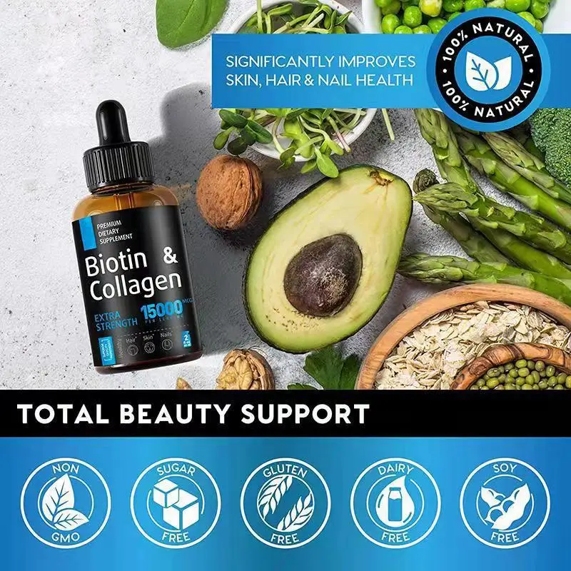 Biotin Collagen Drops Beauty Oral Liquid 15000 Mcg Per Serving Factory ...