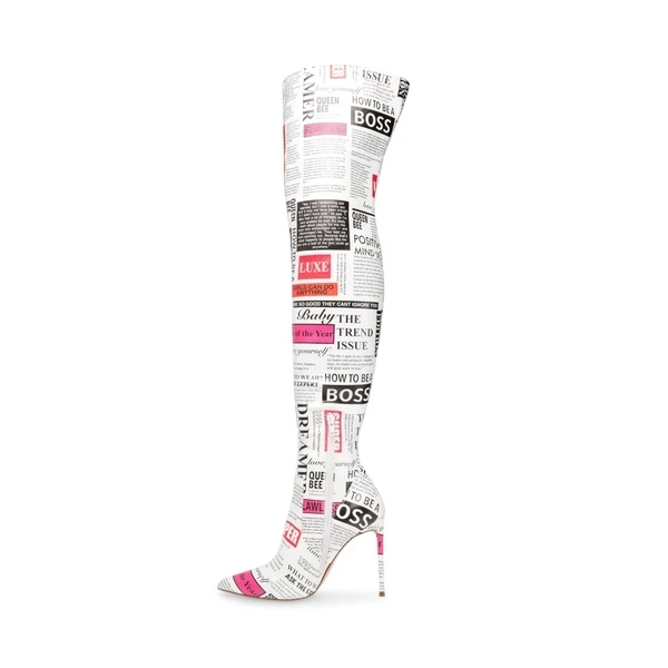 Shop Our Luxury Shoes Boots and Purse Sets with Newspaper Print