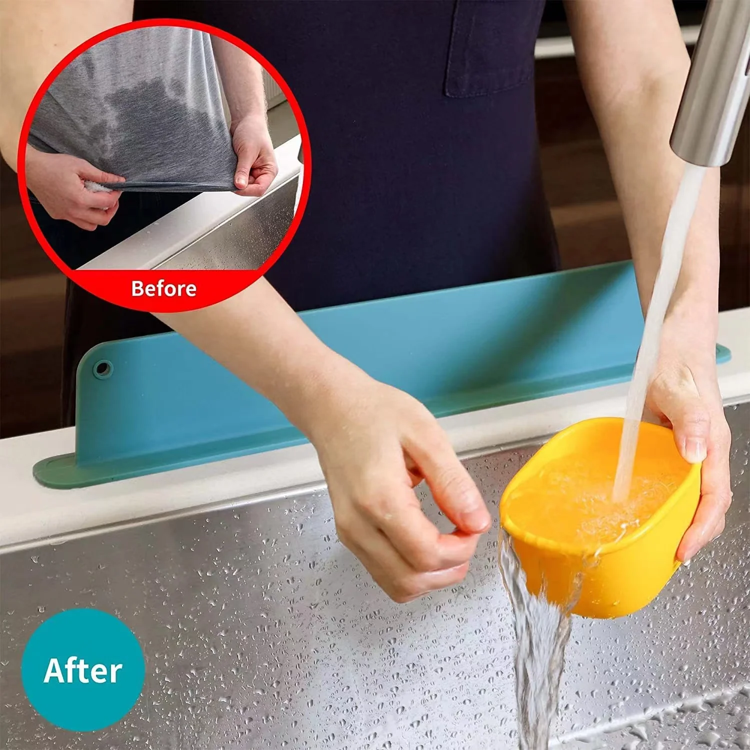 Silicone Barrier Countertop Sink Splash Guard Reusable Splashproof ...