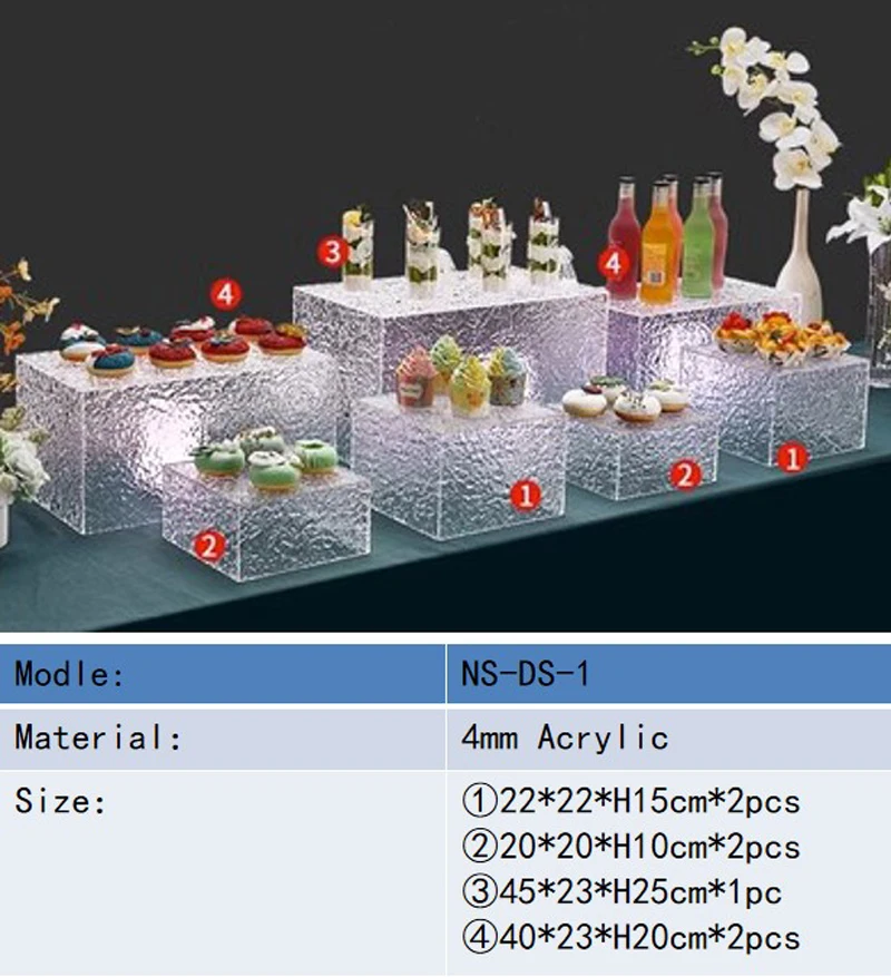 Transparent Acrylic Box Clear Wedding Party Cube Food Riser Stand ...
