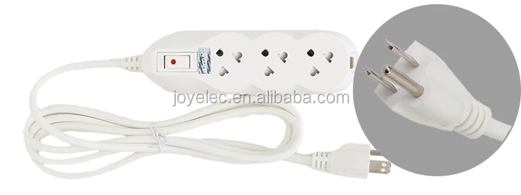 Plug Power 3 Way Electrical Switched Power Extension With Reset Switch ...