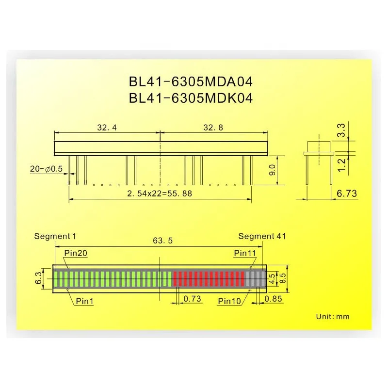 Taidacent 41 Segments LED Bar Graph - Voltage Indicator