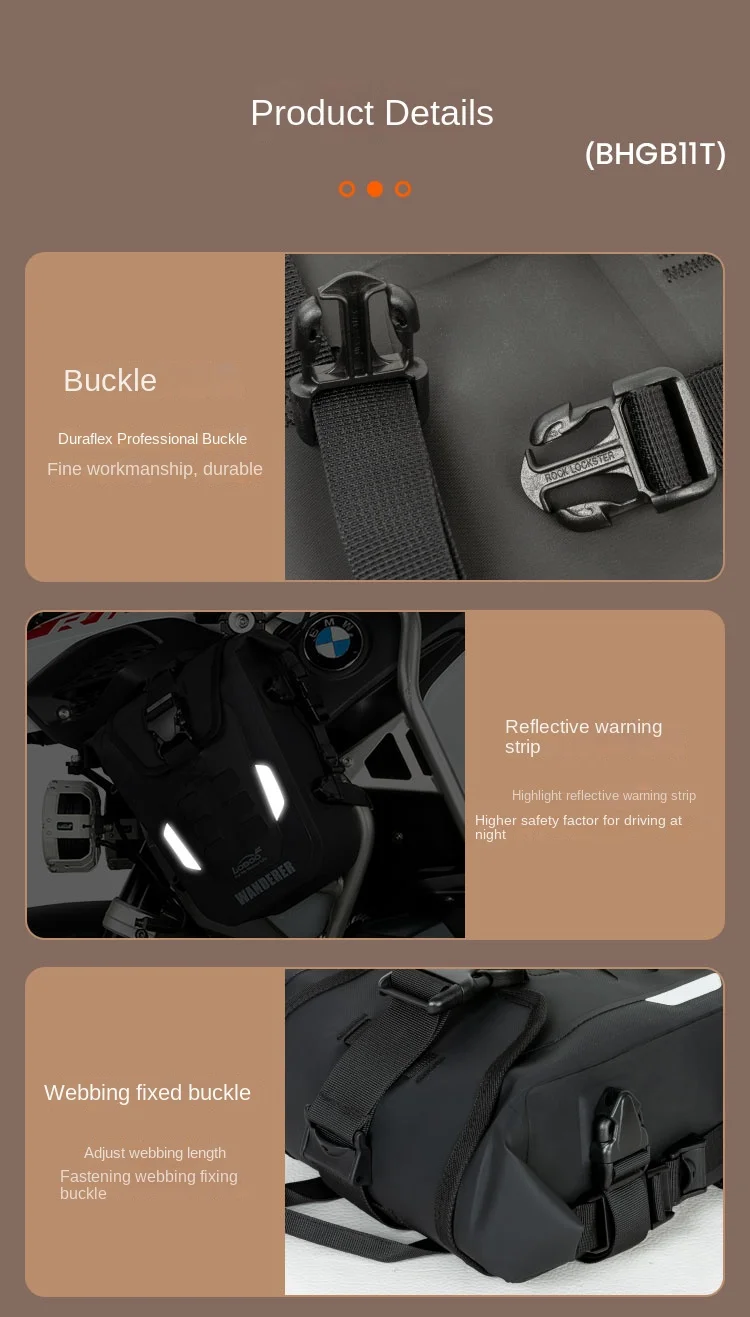 LOBOO Waterproof Reflective Motorcycle Bar Bag - 6L