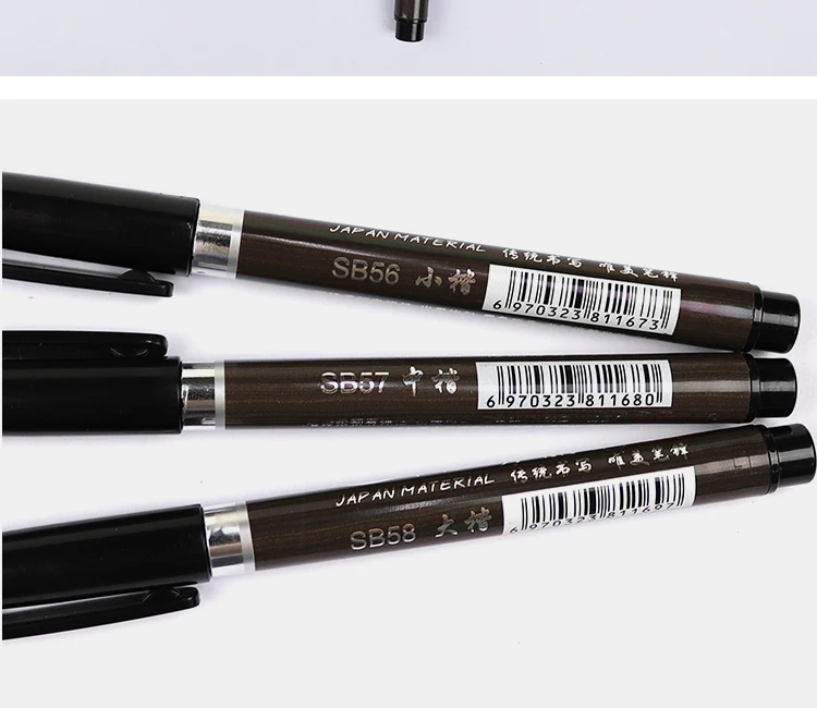 Sipa Sb56 Black Small Medium Brush Tip Calligraphy Pen - Oem