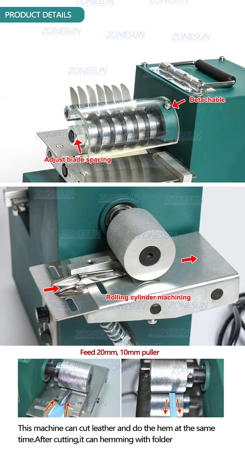 Zonesun V04 Leather Strip Belt Strap Cutting Machine With Edge Folding ...