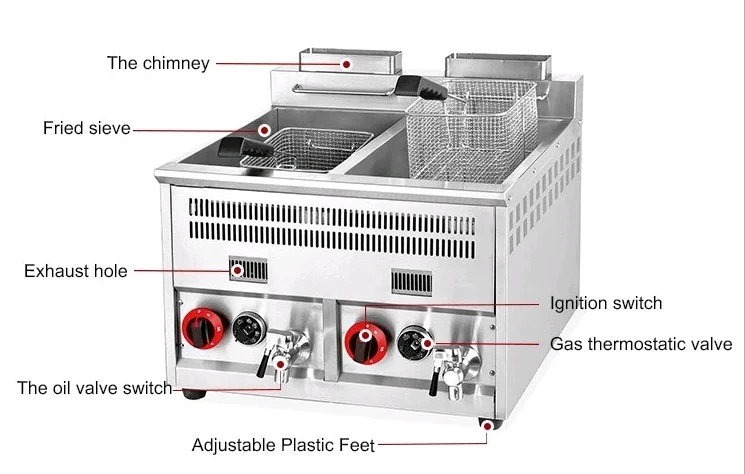 GRACE 2-Tank Gas Deep Fryer - Efficient Restaurant Equipment
