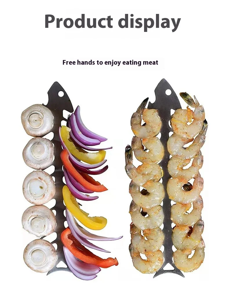 Creative Outdoor Stainless Steel BBQ Skewers Fish Bone Seafood Food ...