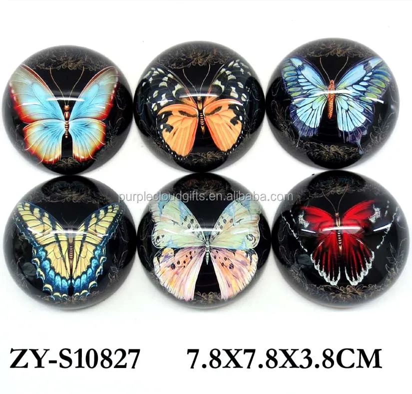 80mm Hemisphere Butterfly Crystal Glass Dome Paperweight For Home ...