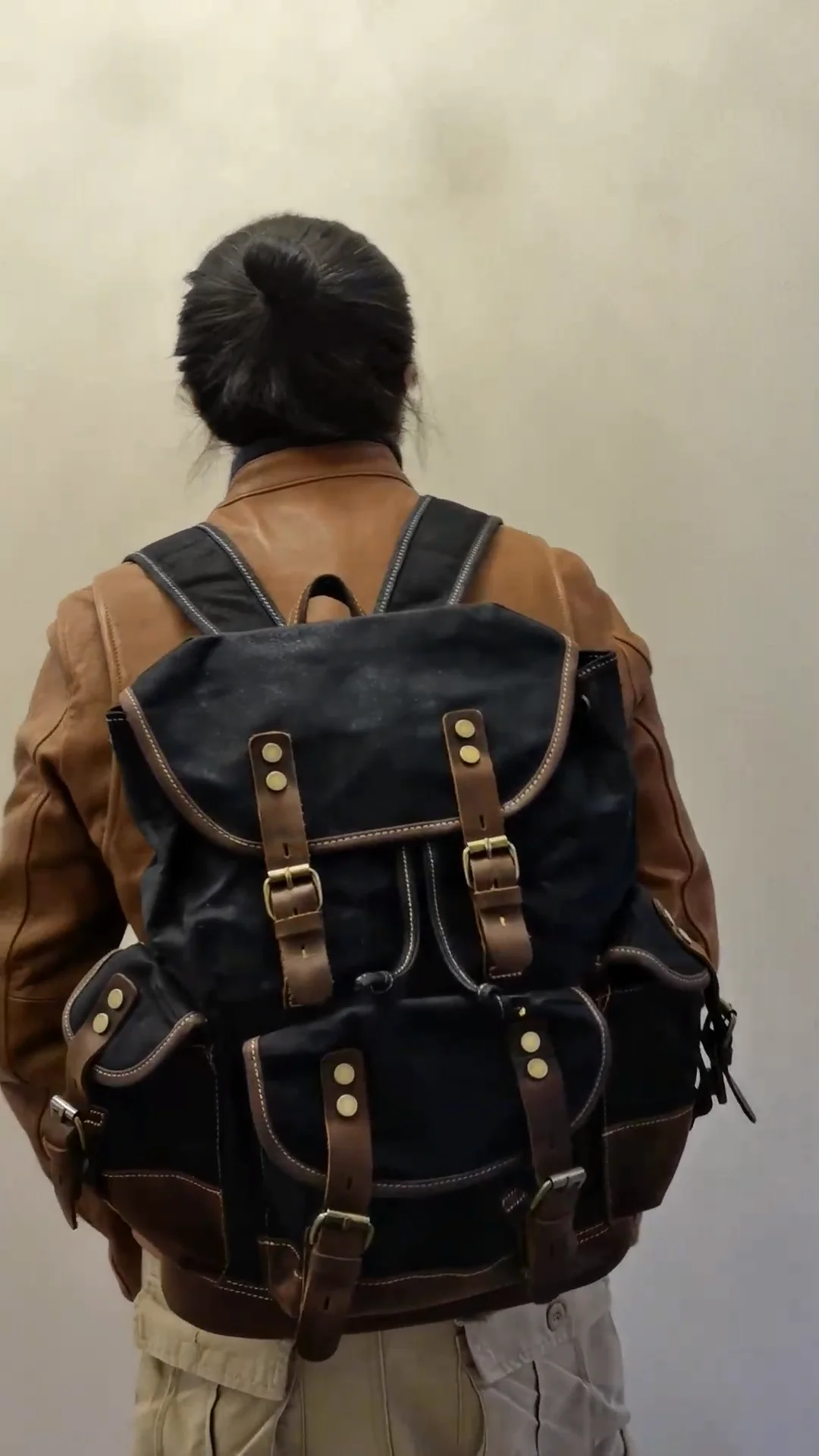 Water Resistant Backpack Unisex Wax Canvas Laptop Backpack Bags 9508 ...