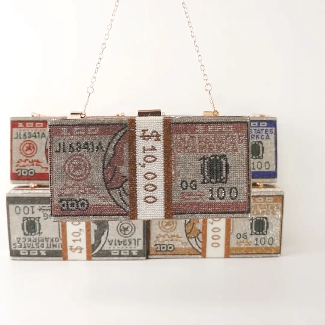 Stack Of Cash Designer Box Handbags Women Money Clutch Purse Evening ...