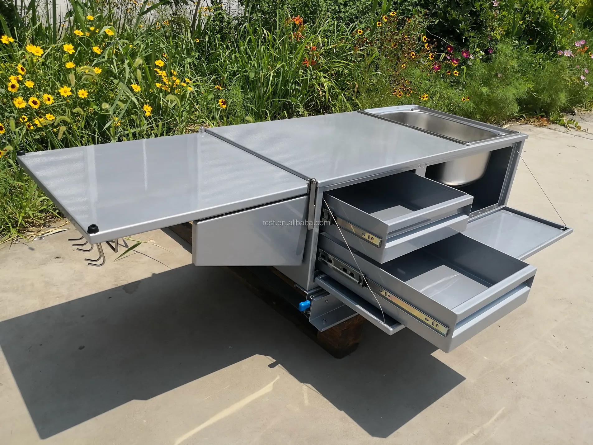 Aluminium Caravan Slide Out Kitchen with Sink & 2 Drawers for Camper ...
