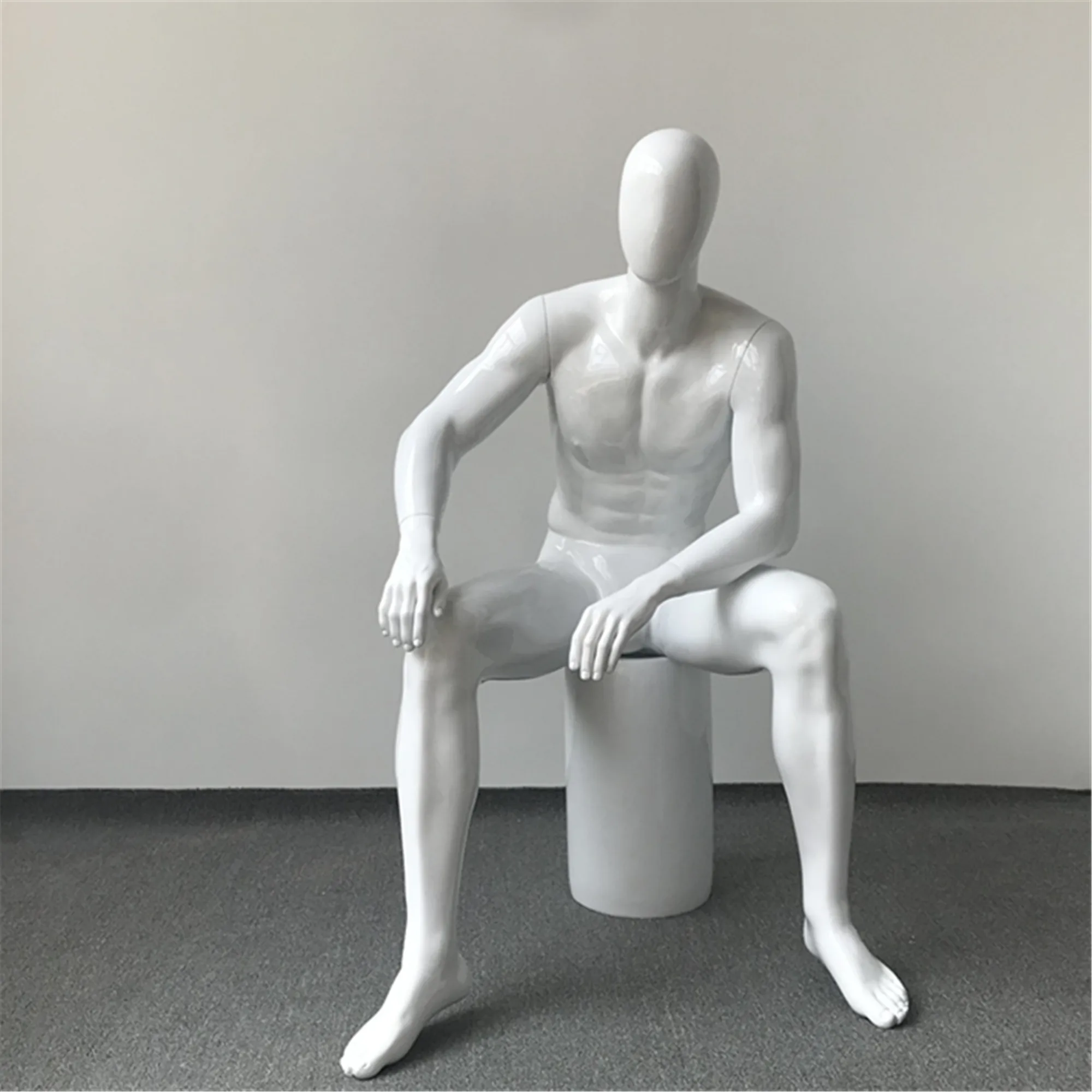 Male Full Body Mannequin - Fiberglass Sitting Mannequin