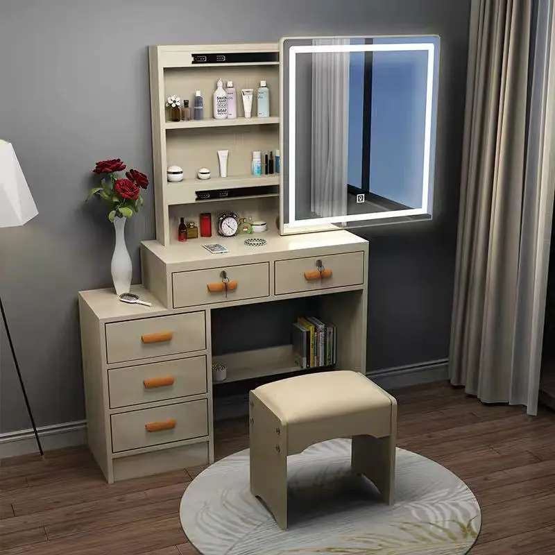 Simple Modern LED Light Dressing Table with Sliding Mirror Bedroom ...