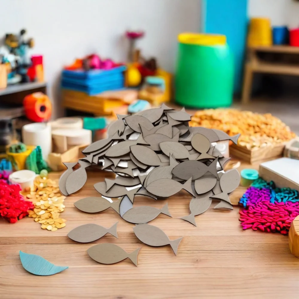 Cute Fish Shaped Wooden Chips Handmade DIY Small Fish Scrapbook ...