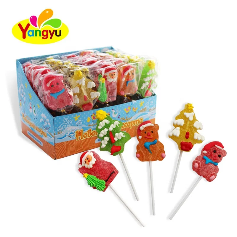 Halal Christmas Tree Jelly Lollipop Gummy Soft Candy