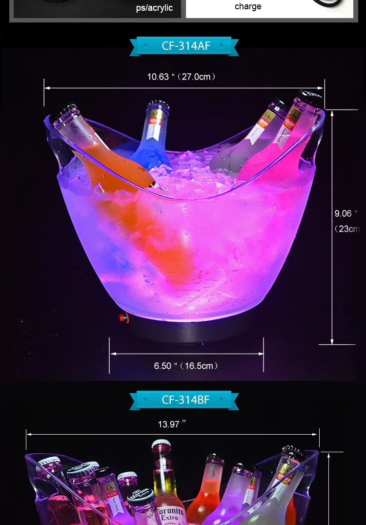 Acryl Led Verlichting Led Ijsemmer Met Handvat Acryl Ijsemmer Logo Met ...