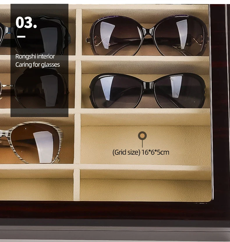 Luxury Sunglasses Storage - 12 Grid Display Box with Lock