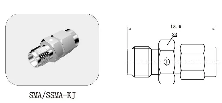 50ohm RF Connector - SMA Female to SSMA Male Adapter